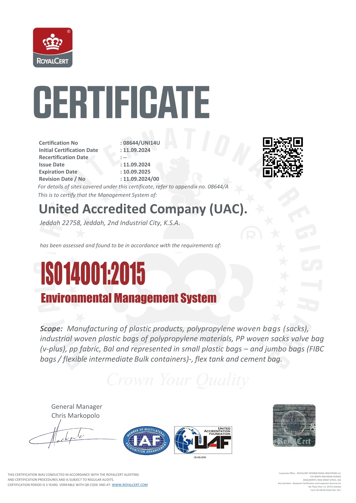 Certificates And Awards | United Accredited Company ( UAC )